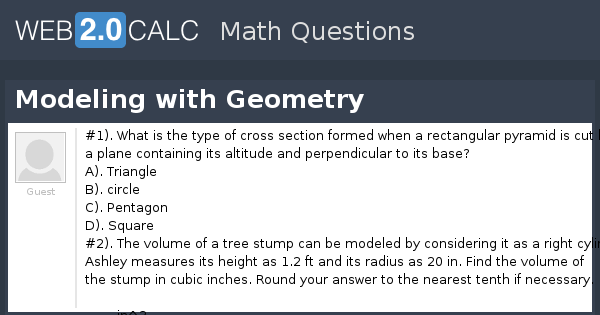 View question - Modeling with Geometry