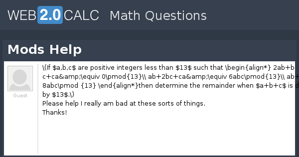 View question - Mods Help