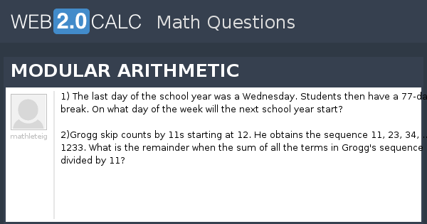 View question - MODULAR ARITHMETIC
