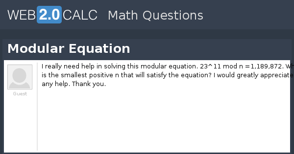 View question - Modular Equation