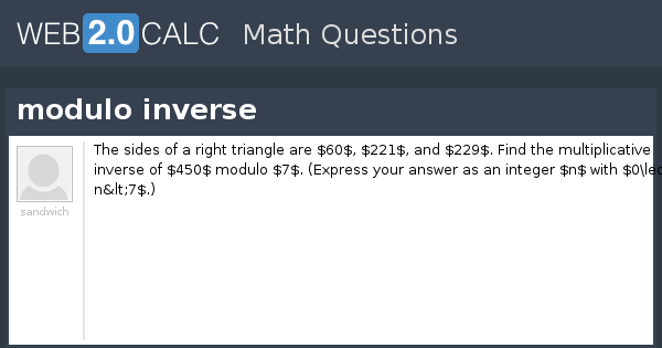 View question - modulo inverse