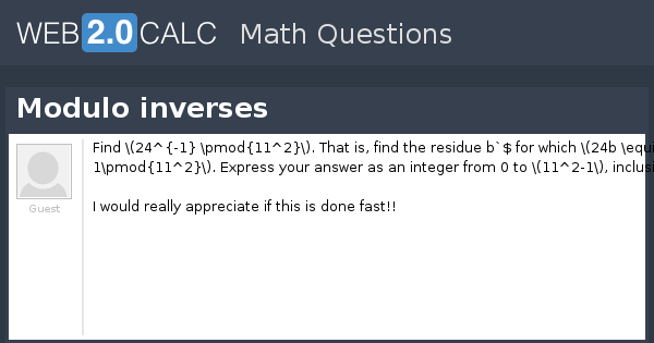 View question - Modulo inverses