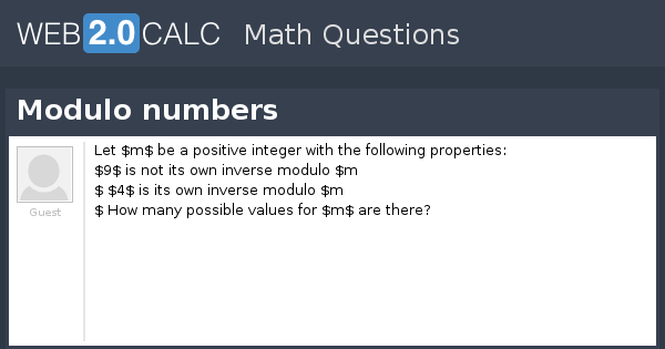 View question - Modulo numbers