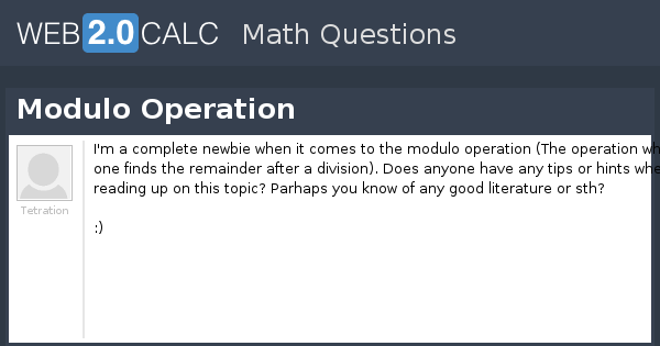 View question - Modulo Operation