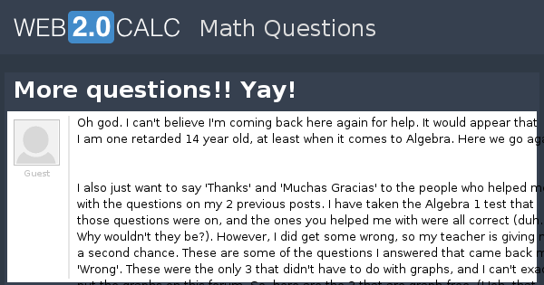 View question - More questions!! Yay!