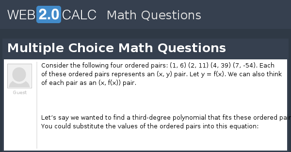 View question - Multiple Choice Math Questions