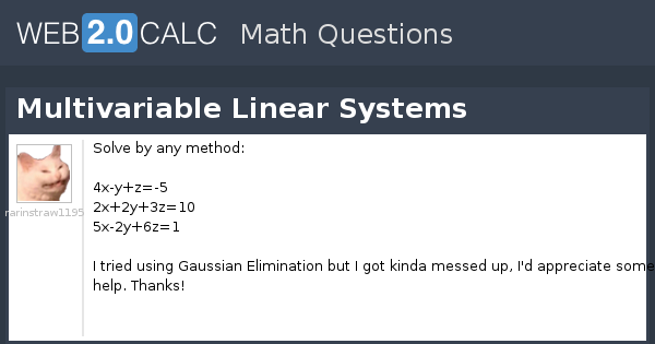 View Question Multivariable Linear Systems