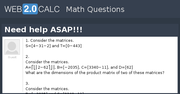 View question - Need help ASAP!!!
