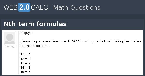 View question - Nth term formulas