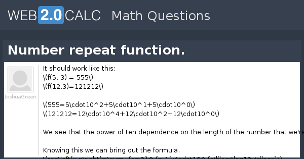 View question - Number repeat function.