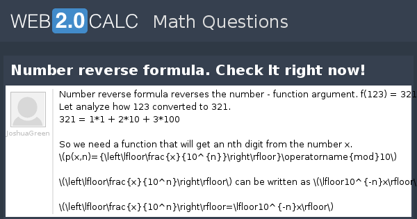 View question - Number reverse formula. Check It right now!