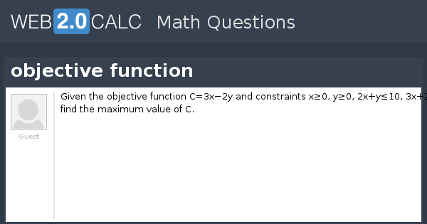 View question - objective function