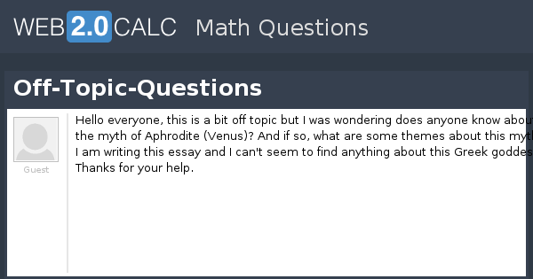 View question - Off-Topic-Questions