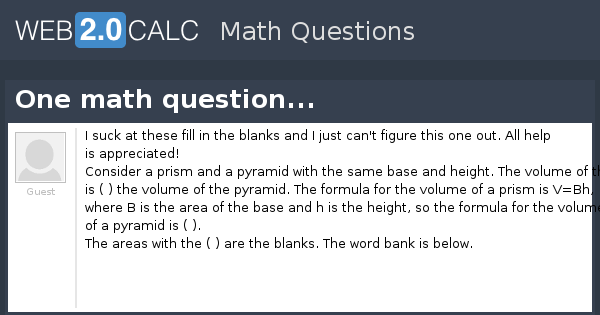 View question - One math question...