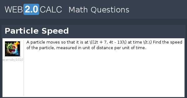View question - Particle Speed