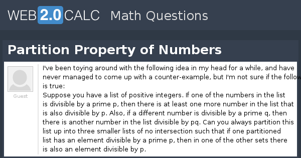 View question - Partition Property of Numbers