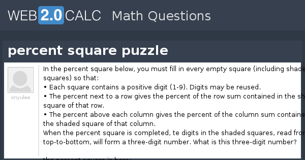 View question - percent square puzzle