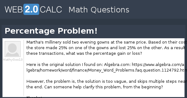 View question - Percentage Problem!