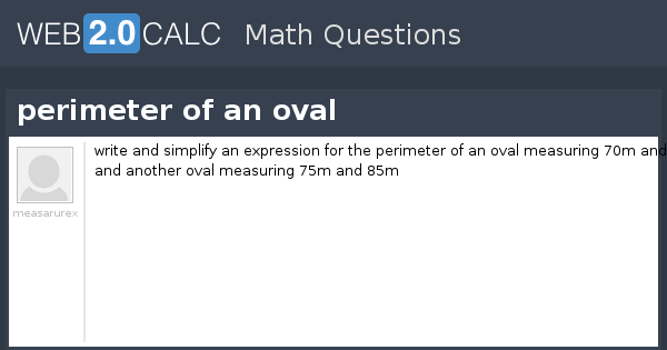 View question - perimeter of an oval