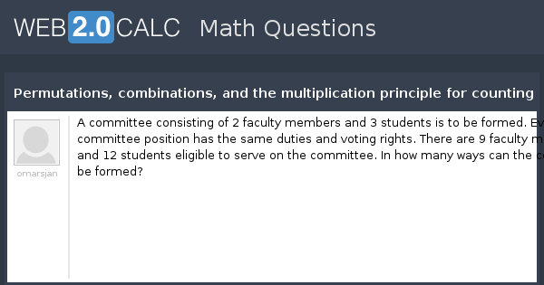 View question - Permutations, combinations, and the multiplication ...