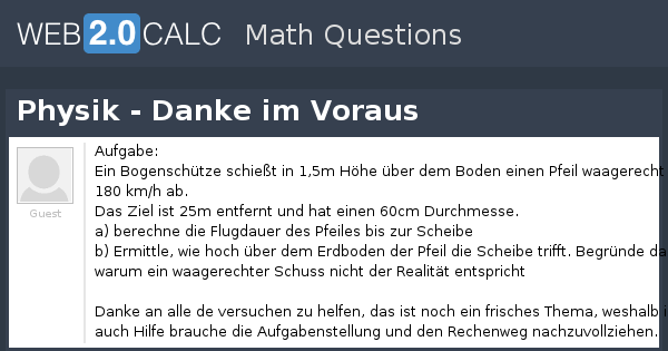 View question - Physik - Danke im Voraus