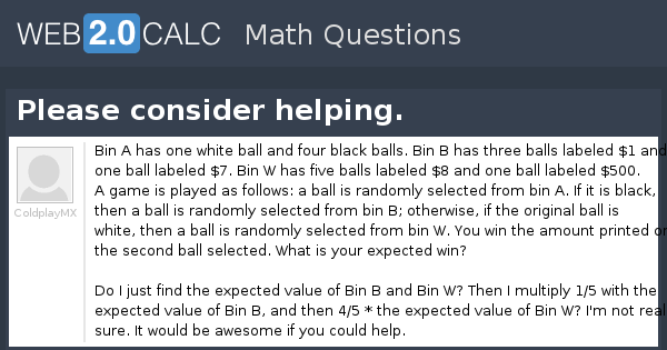 View question - Please consider helping.