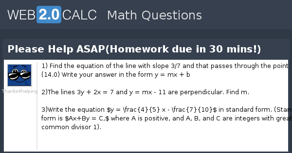 View question - Please Help ASAP(Homework due in 30 mins!)