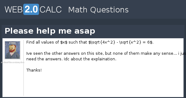 View question - Please help me asap