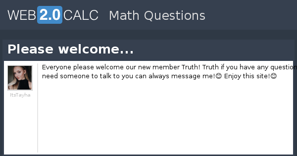 View question - Please welcome...