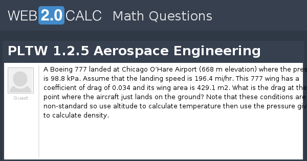 View question - PLTW 1.2.5 Aerospace Engineering