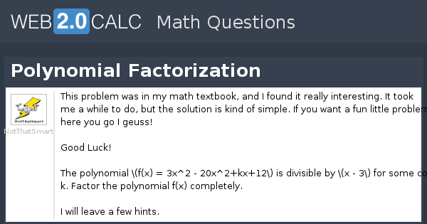 View Question Polynomial Factorization 4763