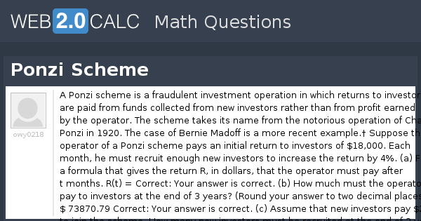 View question - Ponzi Scheme