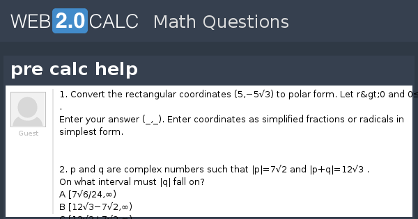 View question - pre calc help