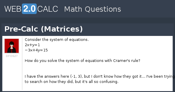 View question - Pre-Calc (Matrices)
