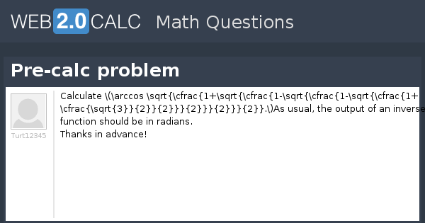 View question - Pre-calc problem
