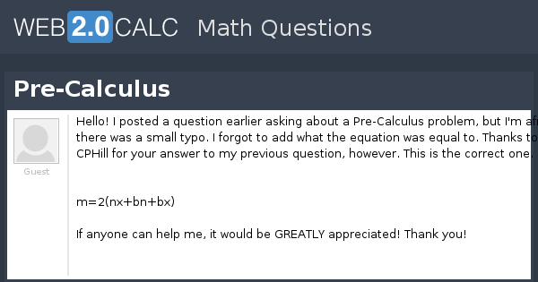 View question - Pre-Calculus