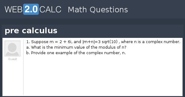View question - pre calculus