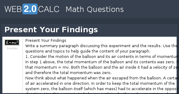 View question - Present Your Findings