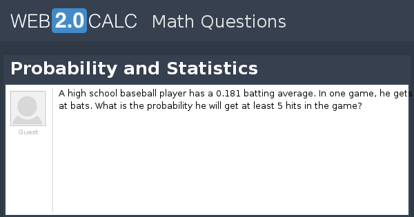 View question - Probability and Statistics