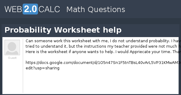 View question - Probability Worksheet help