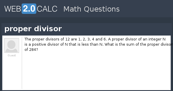 View question - proper divisor