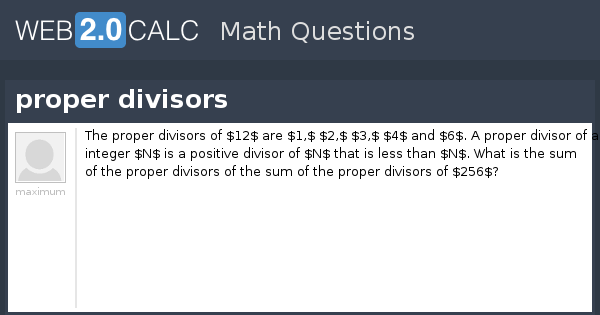 View question - proper divisors