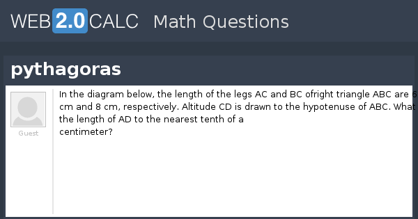 View question - pythagoras