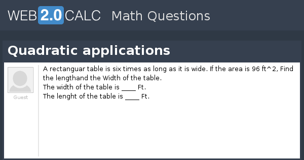 View question - Quadratic applications