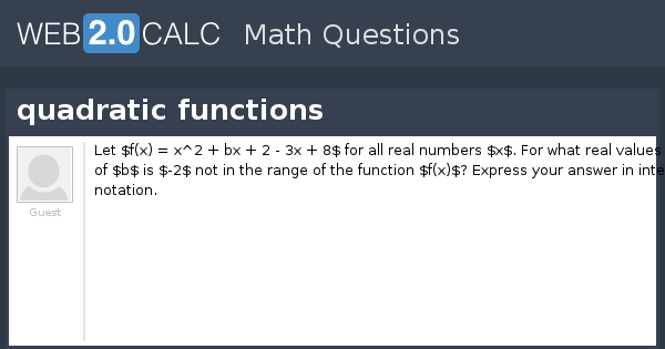 View question - quadratic functions