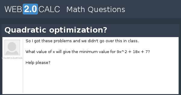 View Question Quadratic Optimization
