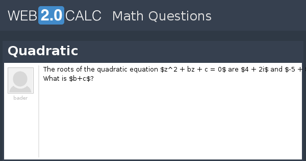 View question - Quadratic