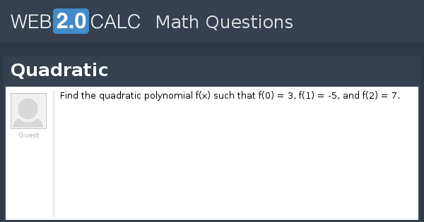 View question - Quadratic