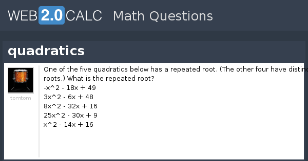 View question - quadratics
