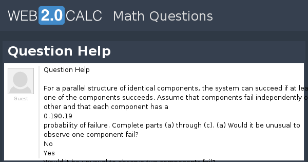 View Question Question Help